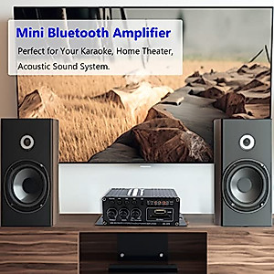 IXUFO Bluetooth Amplifier Mini, Clearly and Reality Hi-Fi Sound, Bass Audio Stereo 2.0 Channel Power Amp RCA AUX 200 Watt for PC TV Home Vehicle