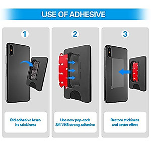 Sticky Adhesive Replacement for Socket Wallet+ Base, pop-tech 6pcs 3M VHB Strong Sticker Pads for Cell Phone Wallet Plus Case Back Stand, Double Sided Tape for iPhone 13 14, Samsung & All Smartphone