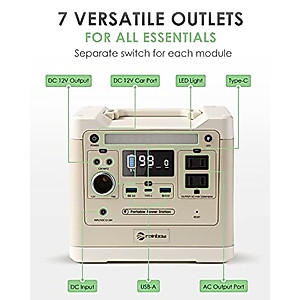 RAINBOW Portable Power Station 320W, 298Wh Backup LiFePO4 Battery, 2 x 110V/320W(Peak 640W) AC Outlets, Solar Generator for Outdoor Camping, Quick Charge for Home, Hiking