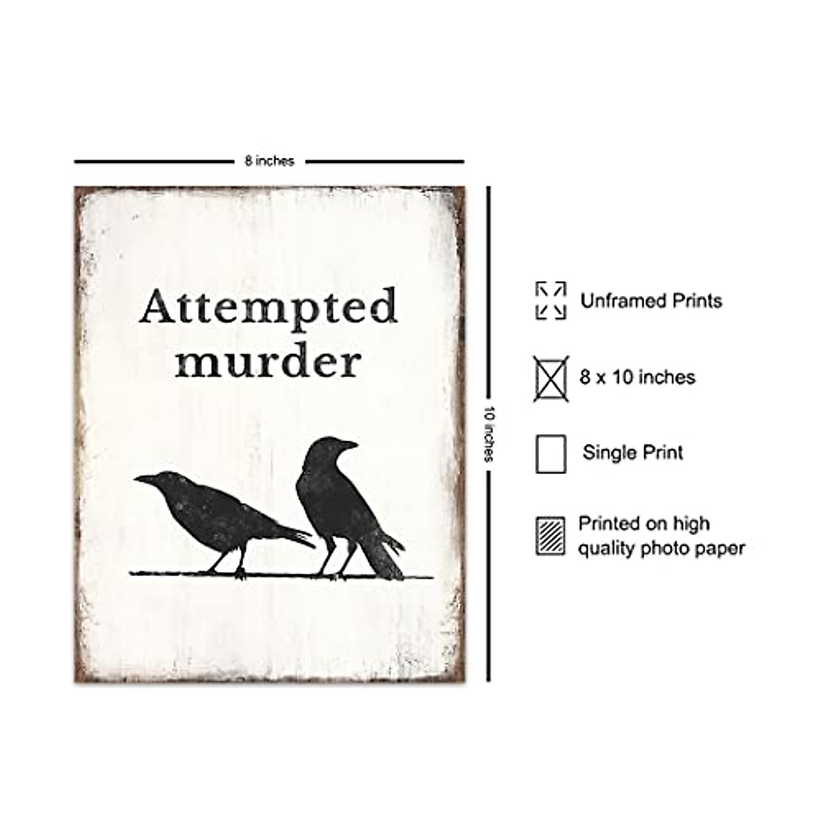 Crow Raven Wall Art & Decor - Unique Gift for Ornithology, Attempted Murder Mystery, True Crime, Bird Watching, Birdwatching, Writer, Author, Ornithologist, Men, Women - Funny Sayings Poster