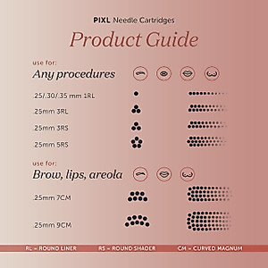 Tina Davies PIXL, 1RLLT for Eyebrows, Lips, Eyelids, and Areolas .25mm 1RL LT, Pack of 10