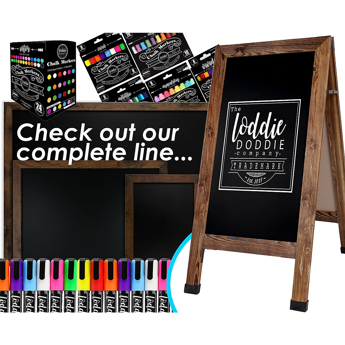 Loddie Doddie Magnetic White Board 24" x 36" - Magnetic Dry Erase Board with Built-in Marker Tray - Rustic Wooden Frame