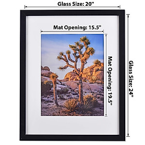 A PLUS MAX Poster Frames 20x24 Picture Frame with mat for 16x20 Picture with Polished Plexiglass Horizontal and Vertical Formats with Included Hanging Hardware-Black