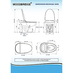 WOODBRIDGE B0970S Smart Bidet Tankless Toilet Elongated One Piece Chair Height, Auto Flush, Foot Sensor Operation, Heated Seat with Integrated Multi Function Remote Control in White
