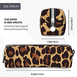 Ykklima Leather Pencil Case - Cool Cheetah Leopard, Stationery Bag Pen Organizer Makeup Cosmetic Holder Pouch for School Work Office College
