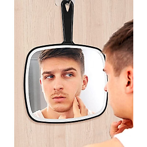 OWBIA Large Hand Mirror, Handheld Mirror with Handle, Salon Mirror for Barber Hairdressing (12.4" x 9")