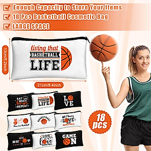 Moukeren 18 Pcs Basketball Gifts Basketball Makeup Bag Accessories Funny Travel Basketball Bags for Teen Cosmetic Zipper Pouch for Team Players Lover, 8.27 x 5.12 Inch(Classic Style)