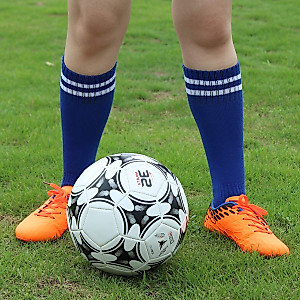 Hawkwell Boys Girls Outdoor Firm Ground Soccer Shoes, Orange PU, 1 M US