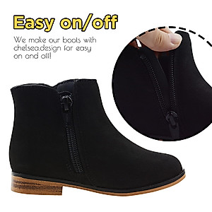 FLYFUPPY Girls Boots Ankle Boots for Girls Side Zipper Short Suede Booties Fashion Boots for Toddler/Little/Big Kids Black US 12