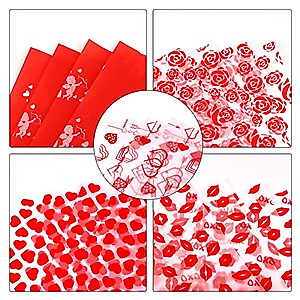 KINBOM 30sheets 20x20 inch Valentine's Day Tissue Paper, Heart Wrapping Paper Gift Wrapping Tissue Paper Gift Wrap Paper Sheets Tissue Paper for Gift Bags Christmas Birthday Party Shower(6 Patterns)