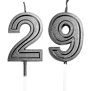 29th & 92nd Birthday Candles Number 29 92 Cake Topper Happy Birthday Decoration for Women Men Girls Boys Party Wedding Anniversary Celebration (Black)