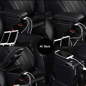 N2Qnice Armrest for Ford Fiesta Armrest Box Car Centre Console Storage Box Arm Rest with Charging Function 7 USB Ports Double-Space