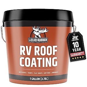 Liquid Rubber RV Roof Coating - Solar Reflective Sealant, Trailer and Camper Roof Repair, Waterproof, Easy to Apply, Brilliant White,1 Gallon