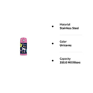 THERMOS 12 Ounce Funtainer Kids Straw Bottle, Unicorns