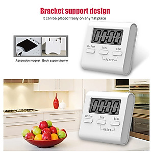 Countdown Timer Alarm Clock Students Training Timing & Digital Kitchen Timer - White 2 Pieces