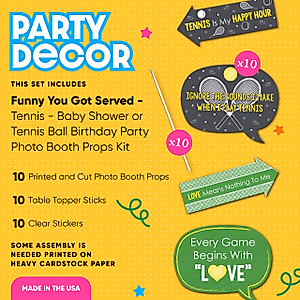 Big Dot of Happiness You Got Served - Tennis Party Decorations - Tennis Party Photo Booth Props - Baby Shower or Tennis Ball Birthday Party Decorations- Tennis Party Photo Booth Props - 10 Piece