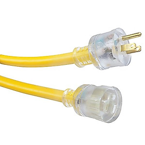 Coleman Cable 02687 10/3 Vinyl Outdoor Extension Cord with Lighted End 25-Foot