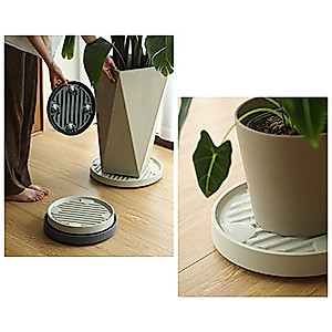 auons Plant Caddy with Wheels, Rolling Plant Stand with Casters Heavy Duty Plant Dolly, Plastic Plant Roller Base, Movable Planter Trolley for Heavy Duty Planter, Beige, 12.4in