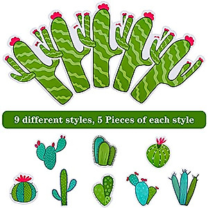 45 Pieces Cactus Cutouts Prickly Cactus Party Cutouts Green Cactus Paper-cuts for Festive Party Classroom Bulletin Board Wall Decoration