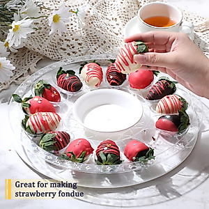 Shellwei Deviled Egg Tray with Lid 12 Inch Round Egg Containers with 15 Egg Slots Reusable Plastic Egg Holder Platter for Deviled Egg Fruits Veggie Finger Food