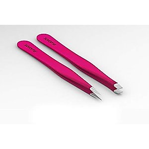Suvorna 4" Precision Aligned Professional Tweezers Color Sets with Premium Stainless Steel. One Sharp Pointed Pair and One Straight Tip Pair for Precision Eyebrow Shaping.