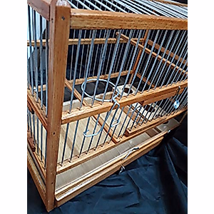 Wooden Hand Crafted Bird Cage; Slide Out Tray, Plexiglas