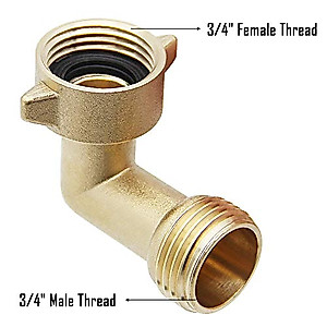 Twinkle Star Garden Hose Elbow Connector 90 Degree Brass Hose Elbow(2pcs) 3/4" Heavy Duty Hose Adapter with 2 O-rings Brass Garden Hose Elbow Solid Brass Adapter
