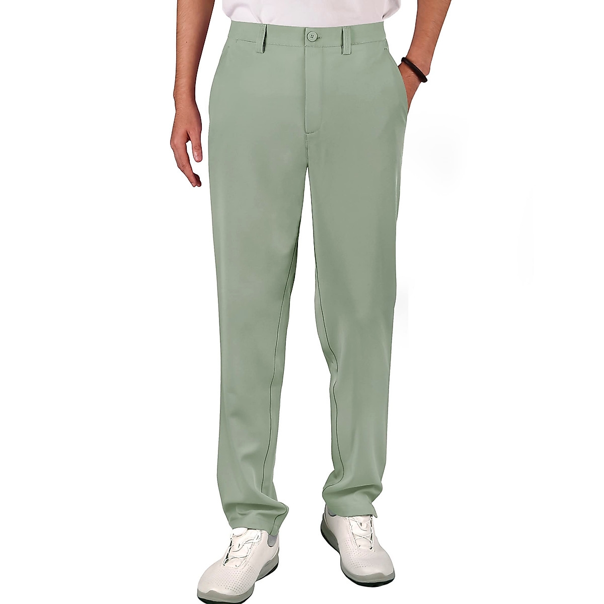 Bakery Men's Golf Pants Stretch Tech Performance Slim Fit Flat Front Golf Pant Pea Green 30W