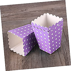 Gadpiparty 24pcs Popcorn Boxes Party Decoration Supplies Dot Design Snack Box Paper Snack Boxes Collapsible Container Disposable Containers Popcorn Cartons Square Popcorn Bucket Purple