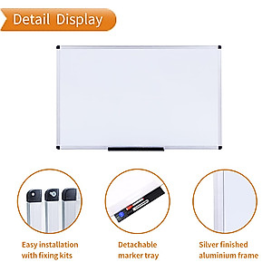 VIZ-PRO Magnetic Whiteboard/Dry Erase Board, 18 X 12 Inches, with 1 Eraser & 14 Markers & 4 Magnets