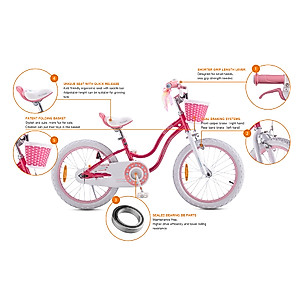RoyalBaby Stargirl Kids Girls Bike Bicycle with Basket Kickstand 18 Inch Pink