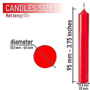 BRUBAKER Tree Candles - Pack of 20 - Red - 3¾ x ½ Inches (9.5 x 1.27cm) - Made in Europe - Pyramids, Carousels & Chimes