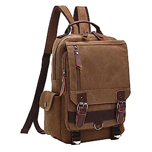 mygreen Vintage Canvas Cross Body Messenger Backpack Rucksack for Men Casual Book Bag Sports Daypack