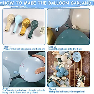 Dusty Blue Balloon Garland Arch Kit,152PCS Slate Blue Macaron Blue Metallic Chrome Gold White Sand Birthday Balloons for Baby Shower Bridal Shower Boho Wedding Party Backdrop Decoration