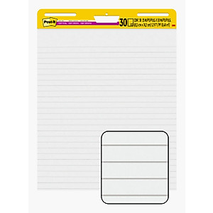 Post-it Super Sticky Easel Pad, Great for Virtual Teachers and Students, 25 x 30 Inches, 30 Sheets/Pad, 2 Pads, Lined Premium Self Stick Flip Chart Paper, Teacher Anchor Chart (561WL) (561WL VAD 2PK)