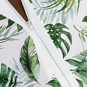 Yighty Outdoor Tablecloth with Umbrella Hole 60x84inch,Spring Summer Palm Leaf Outdoor Zipper Tablecloth,Waterproof and Wrinkle-Free Washable Rectangular Tablecloth for Picnics,Party,Camping and BBQ