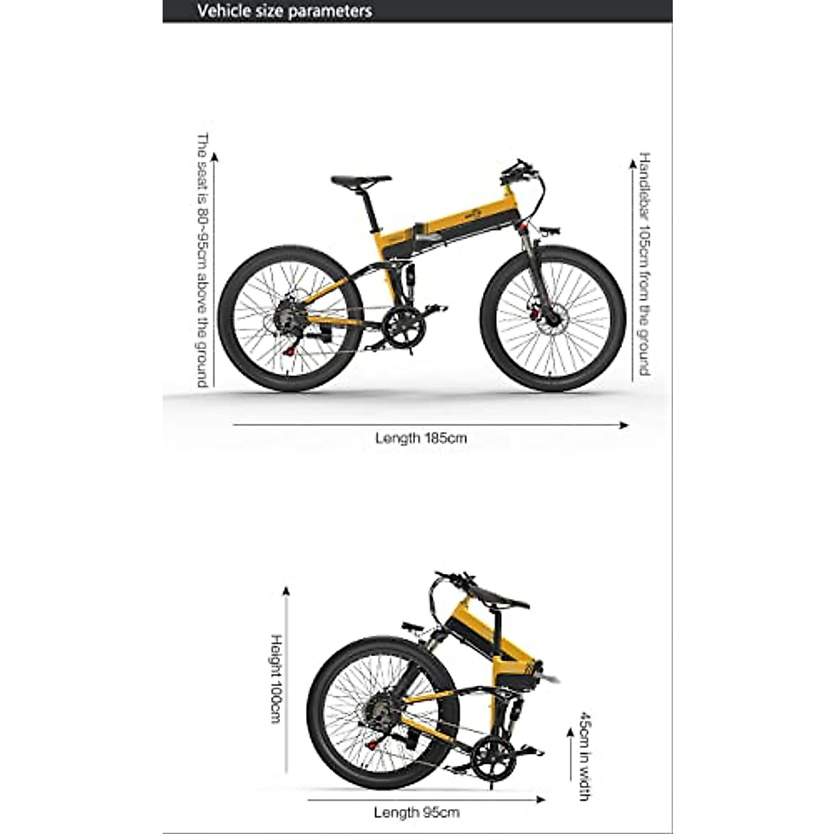 Bezior Electric Bike X500Pro for Adults, Foldable 26" x 1.95 Rubber Tire Electric Bicycle, 500w Motor 48V 10.4Ah Removable Battery, 20MPH Electric Mountain Bike, Suspension Fork, 7 Speed Gears
