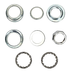 Free-fly 8 PCS Set 1" Threaded Bicycle Headset Combo, Bicycle Front Fork Bowl Set (Silver)