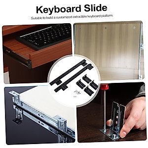 SEWOART 1 Pair Keyboard Drawer Rails Silent and Smooth Under Desk Keyboard Slides Solid Steel Ball Bearings Design Black Ultra Soft-Close Function