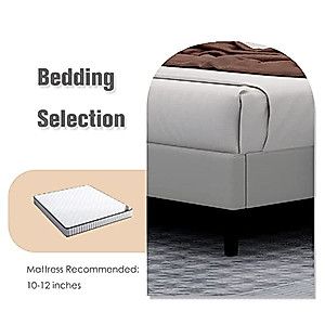 Zavoter Twin Upholstered Platform Bed Frame with Headboard, Mattress Foundation, Wood Slat Support, Quiet, no Box Spring Needed, Easy to Assemble Light Gray