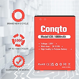 SHENMZ LG V20 Battery,6800mAh (More Than 2X Extra Battery Power) Replacement LG V20 Extended Battery BL-44E1F with Black TPU Case for LG H910 H918 VS995 LS997 Phone | LG V20 Battery Case