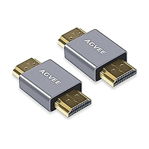 AGVEE 2 Pack 4K Male to Male HDMI Adapter, 4K@60HZ HDR HDMI 2.0 Coupler Converter Extension Connetor, Aluminium Alloy Shell for HDTV Roku Stick, Switch, Xbox One, PS4, PC, Gray