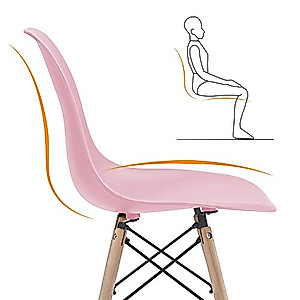 Yaheetech 4PCS Dining Chairs with Beech Wood Legs and Metal Wires Modern Side Shell Eiffel DSW Chairs for Dining Room Living Room Bedroom Kitchen Lounge Reception, Pink