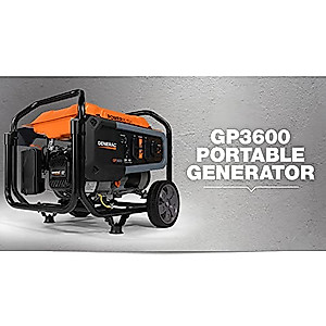 Generac 7678 GP3600 3,600-Watt Portable Generator 50-State / CARB Compliant for Reliable Power Anywhere, 24" W x 22.5" D x 21.3 H, Orange/Black