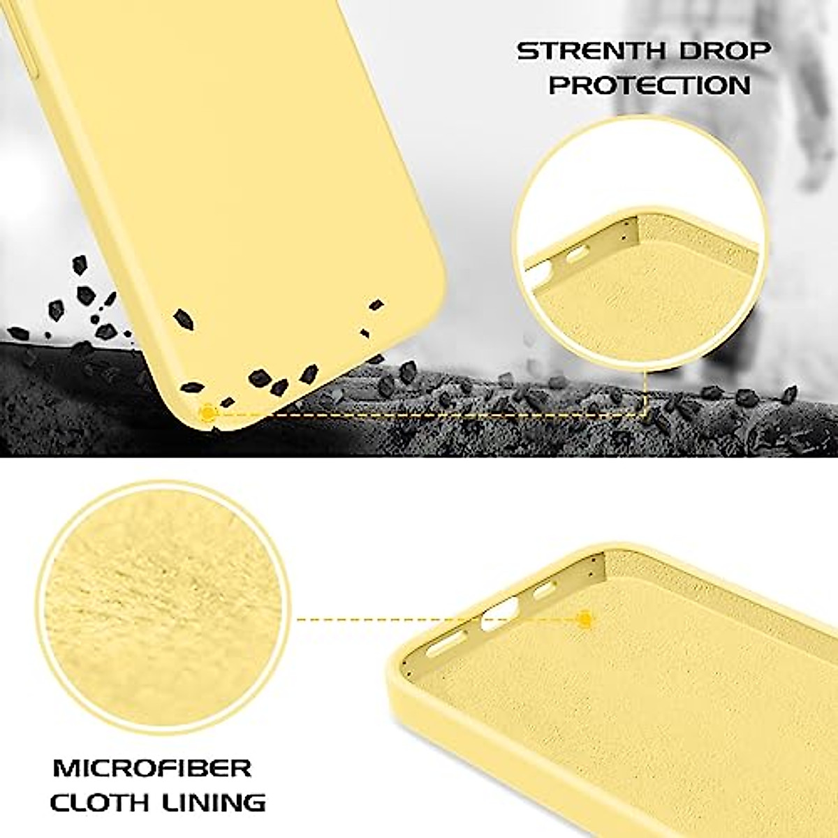 DOMAVER iPhone 13 Mini Case, Phone Case for iPhone 13 Mini Women Girls Liquid Silicone Soft Gel Rubber Microfiber Lining Cushion Cover Slim Smooth Protective-Yellow