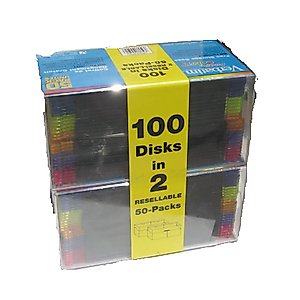 Verbatim 100 PC Formatted 3.5" HD 1.44 MB Floppy Diskettes, 5 Neon Translucent Colors, 20 of Each