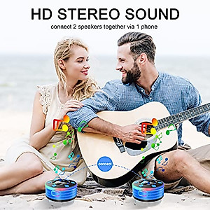 Bluetooth Shower Speakers, Portable Wireless Outdoor Speaker with HD Sound, Bluetooth Speaker with 8H Playtime, FM Radio, Handsfree LED Light Show with Suction Cup, IPX7 Waterproof for Travel/Party