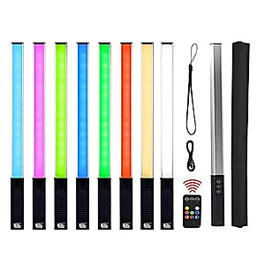 LUXCEO RGB LED Photography Lighting Portable Wand Handheld LED Video Light 1000 Lumens CRI 95+ USB Rechargeable with Remote Control, Carry Bag, Adjustable Color Temperature 3000K-6000K and 36 Colors