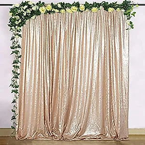 ShinyBeauty PHOTOBOOTH Background Best Choice-7FTx7FT-Champagne-Sequin Photography Backdrop Curtains for Wedding