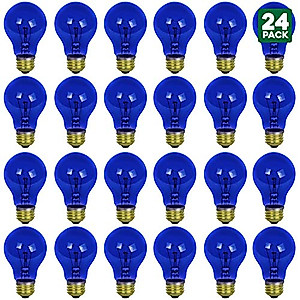 2 Pack of Sunlite 25 Watt A19 Colored, Medium Base, Transparent Blue